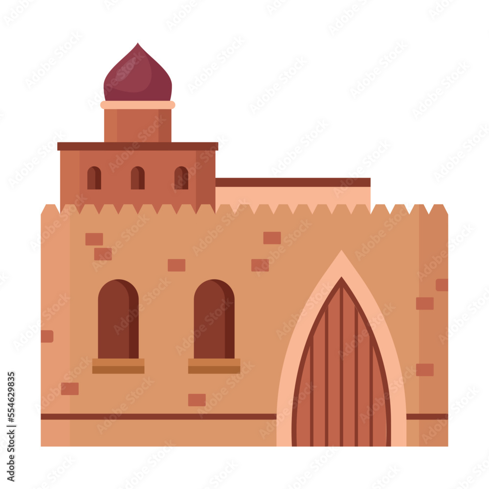 Arabian city or landscape element vector illustration. Drawing of old ...