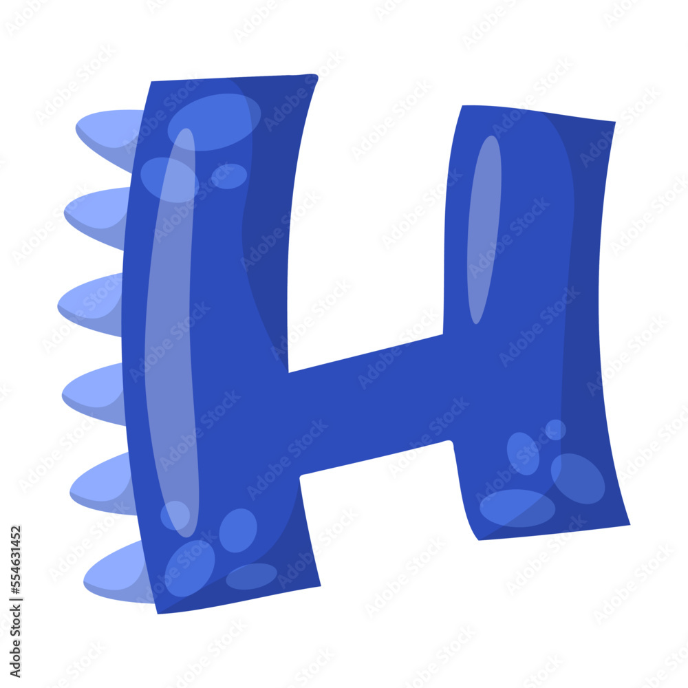Alphabet letter H in dinosaur font vector illustration. Cute cartoon ...