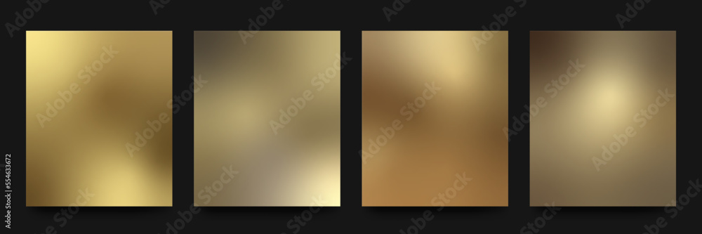 Gold Gradient backgrounds vector set. Golden Gradient wallpapers ...