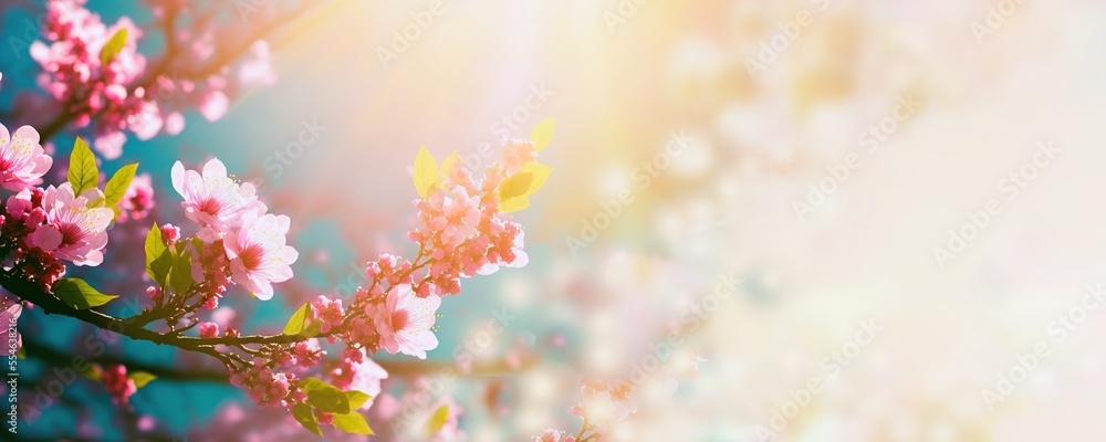 Spring blossom tree pink flowers and abstract background with bokeh ...
