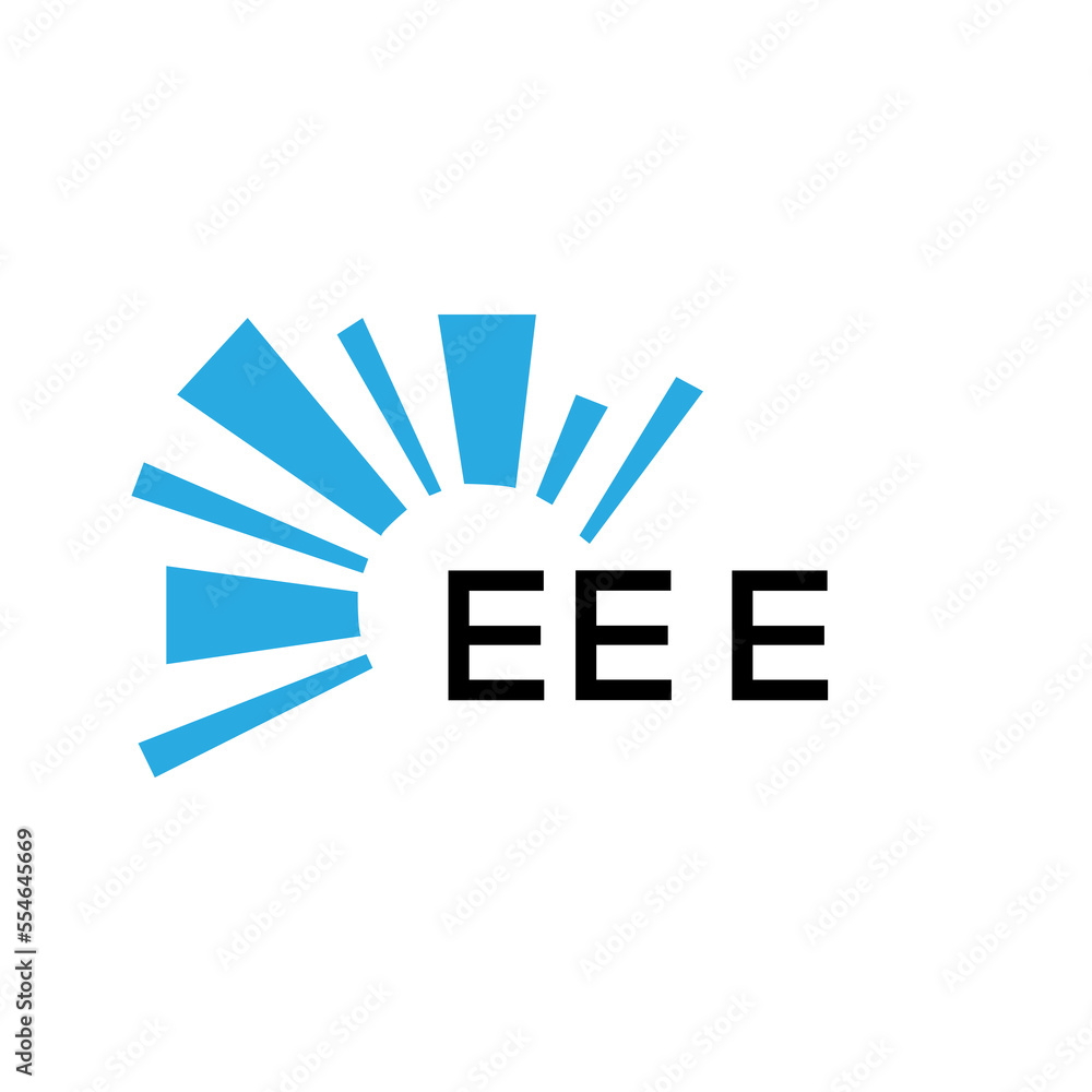 EEE letter logo. EEE blue image on white background and black letter ...