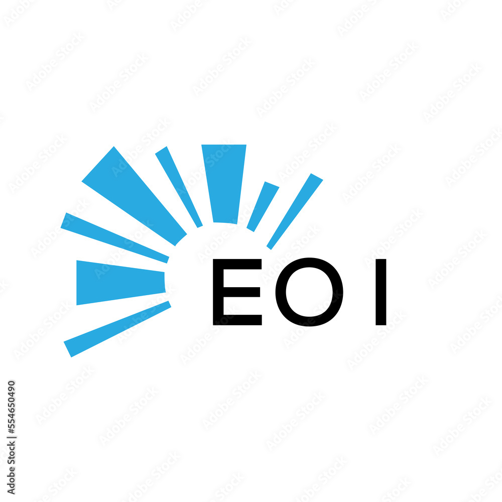 EOI letter logo. EOI blue image on white background and black letter ...