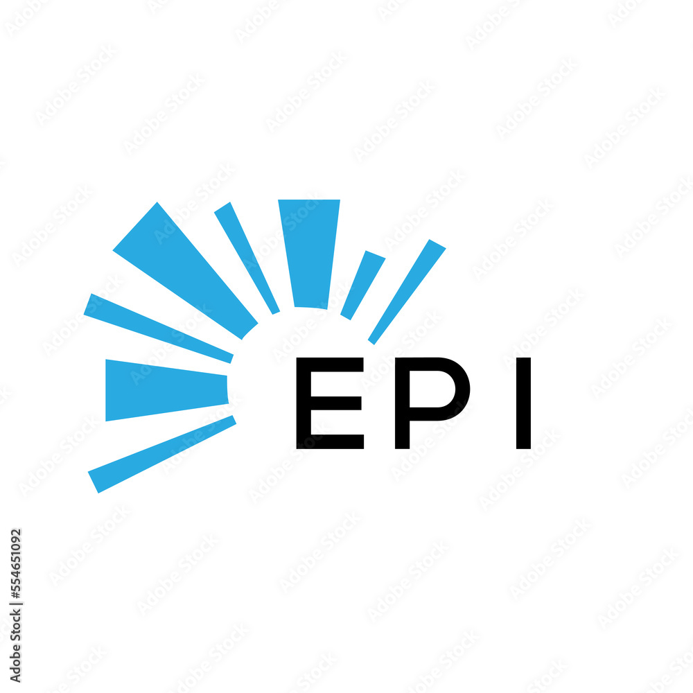 EPI letter logo. EPI blue image on white background and black letter ...