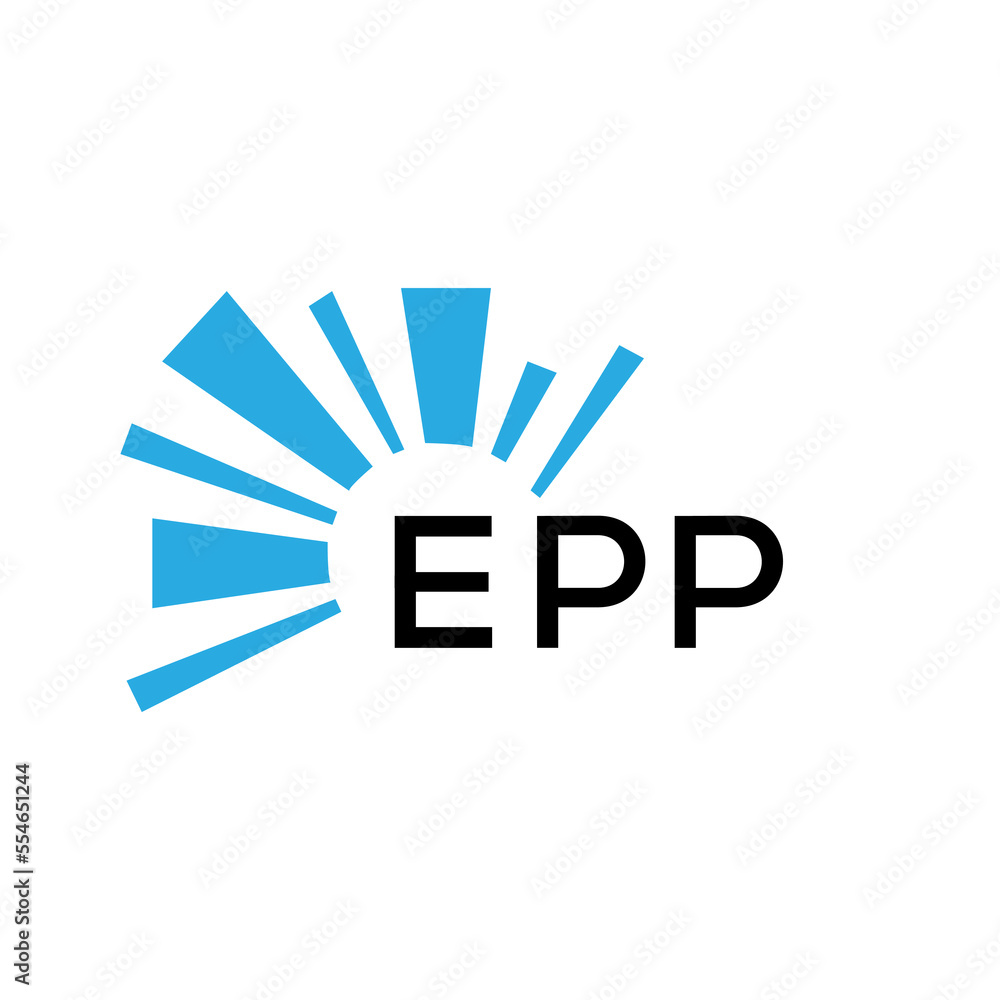 EPP letter logo. EPP blue image on white background and black letter ...
