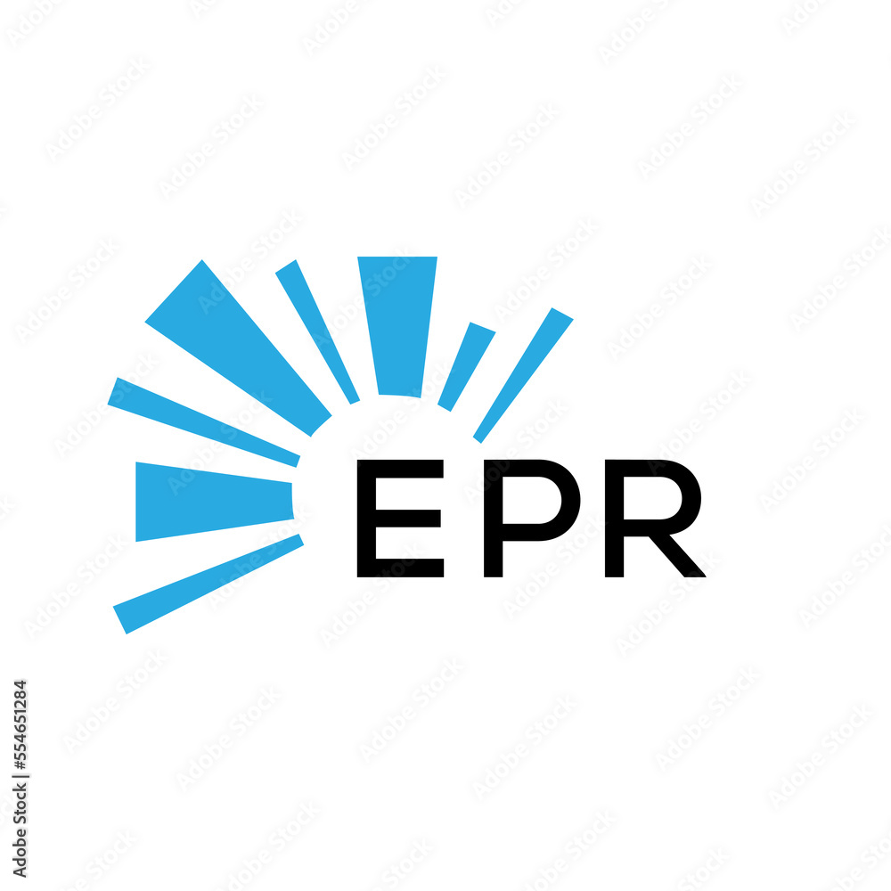 EPR letter logo. EPR blue image on white background and black letter ...