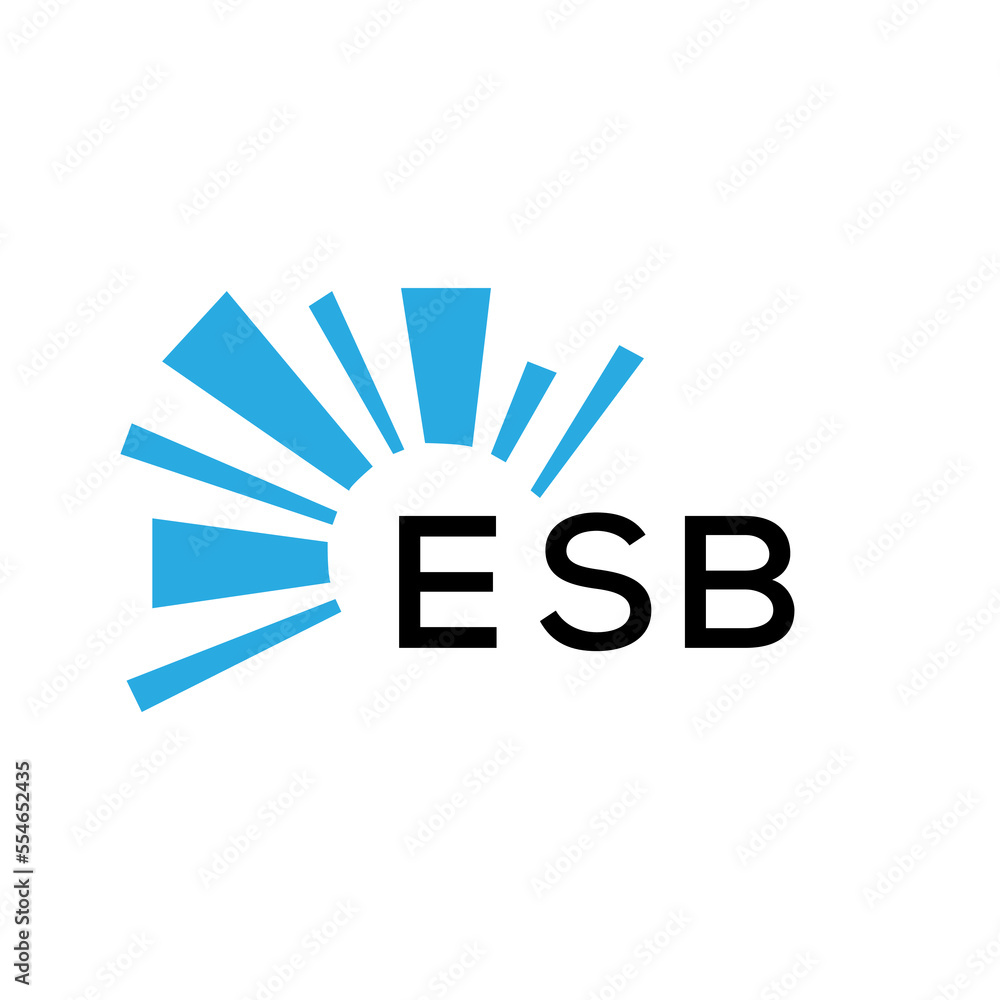 ESB letter logo. ESB blue image on white background and black letter ...