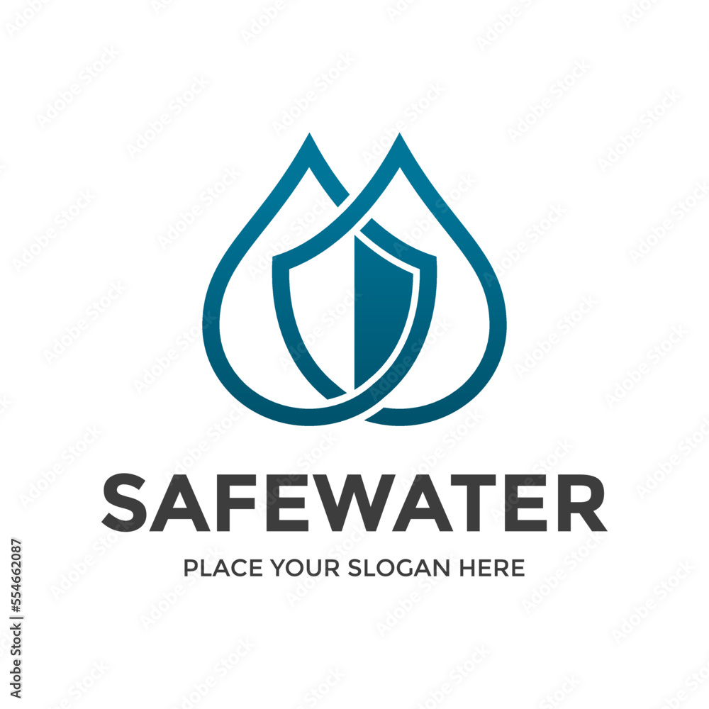 Water shield vector logo template. This design use liquid symbol ...