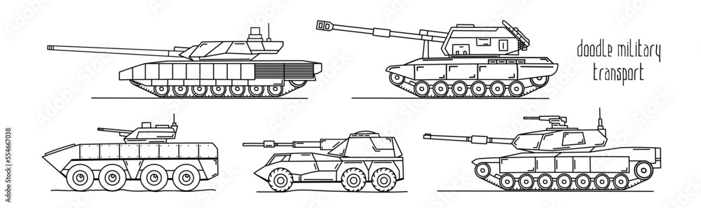 Vetor de Vector black and white doodles. Set of different hand drawn ...