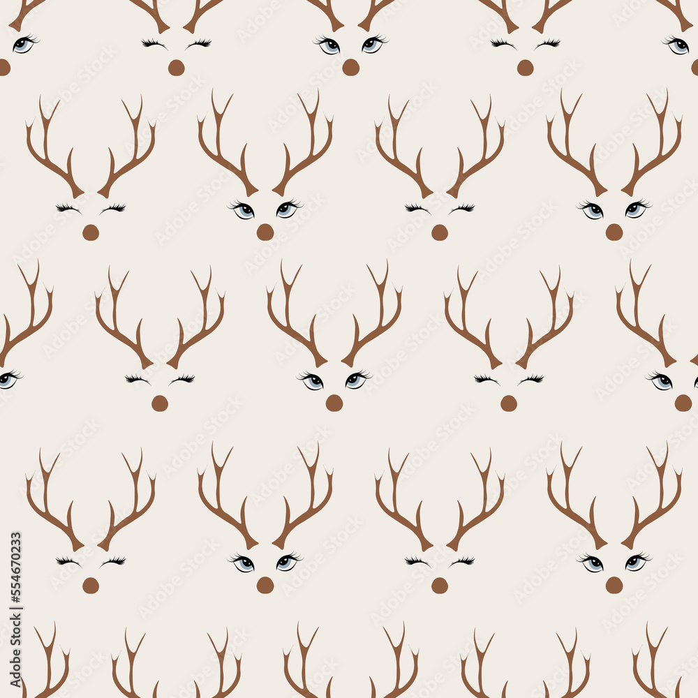 Cute reindeer card and seamless pattern for baby shower decor, nursery ...