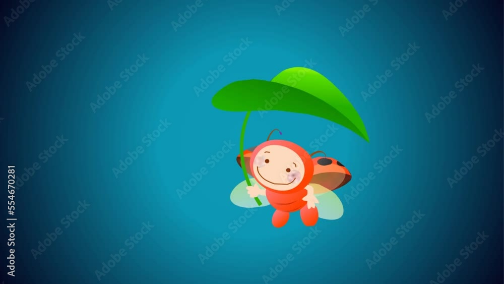 cartoon ladybird flying 2d animated background, ladybug Stock Video ...