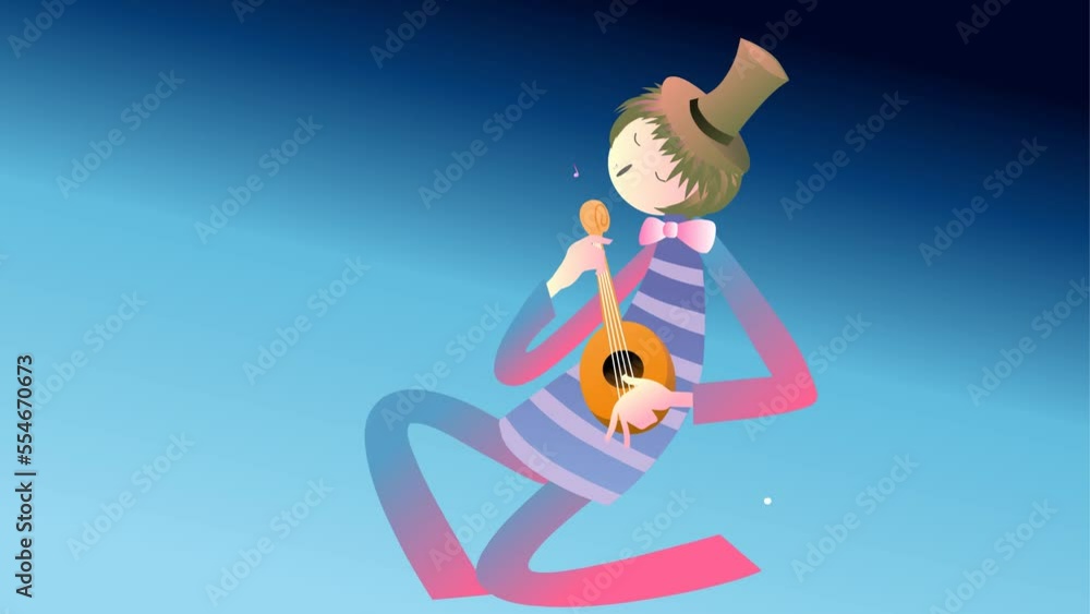 Cartoon boy playing guitar and singing 2d animated background ...
