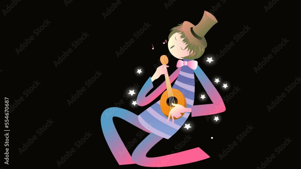 Cartoon boy playing guitar and singing 2d animated background ...