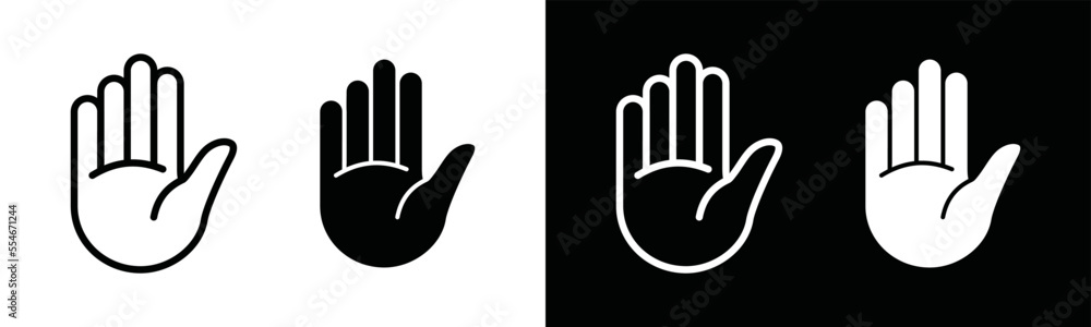 Stop hand icon vector. Road sign or traffic sign stop hand icon. Palm ...