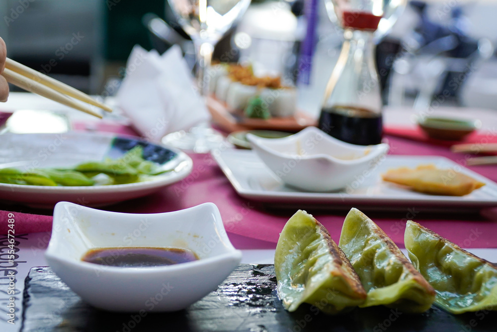 mixed chinese food on top of the table of a chinese restaurant Stock ...