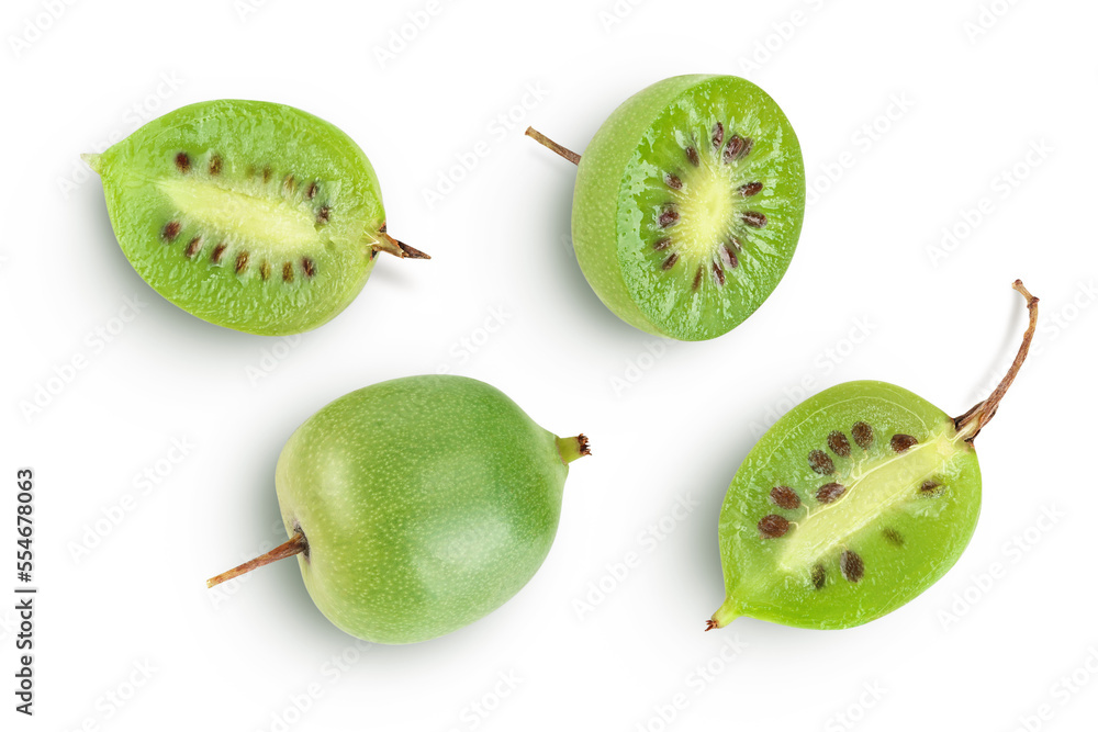mini kiwi baby fruit or actinidia arguta isolated on white background ...