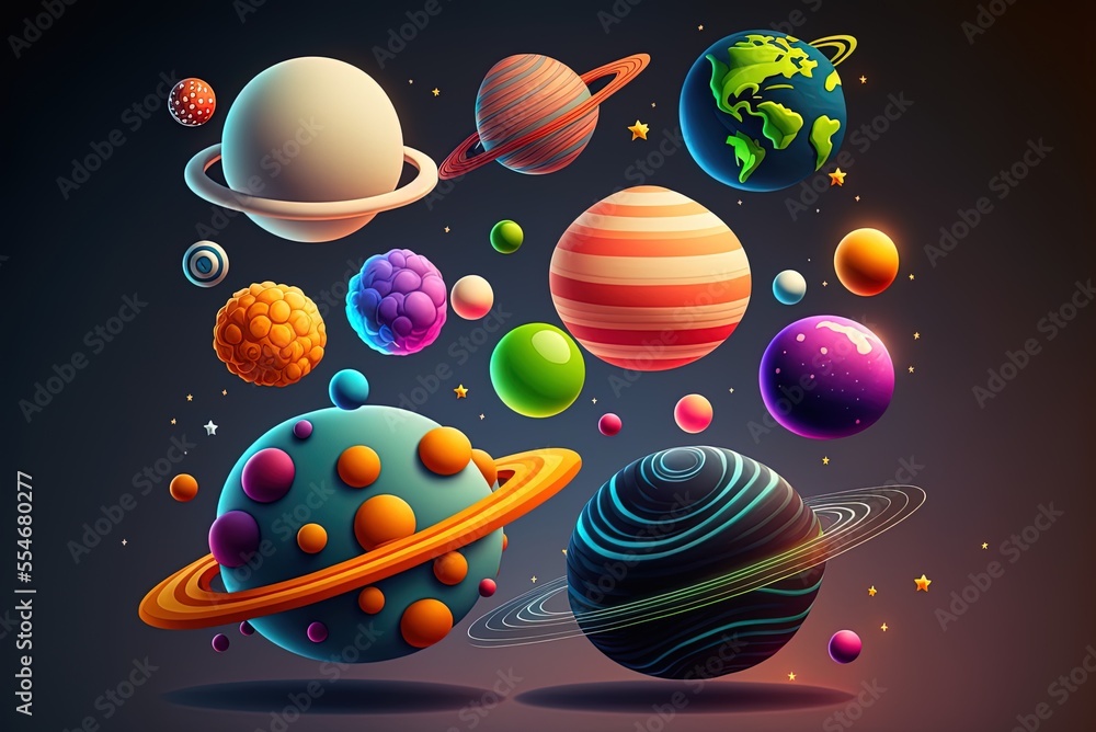 Cartoon planets from outer space, image of design components ...