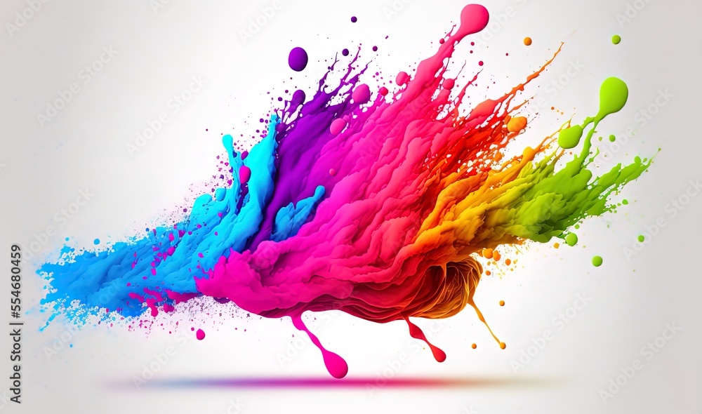 Background with Holi colors on a white background. Generative AI Stock ...