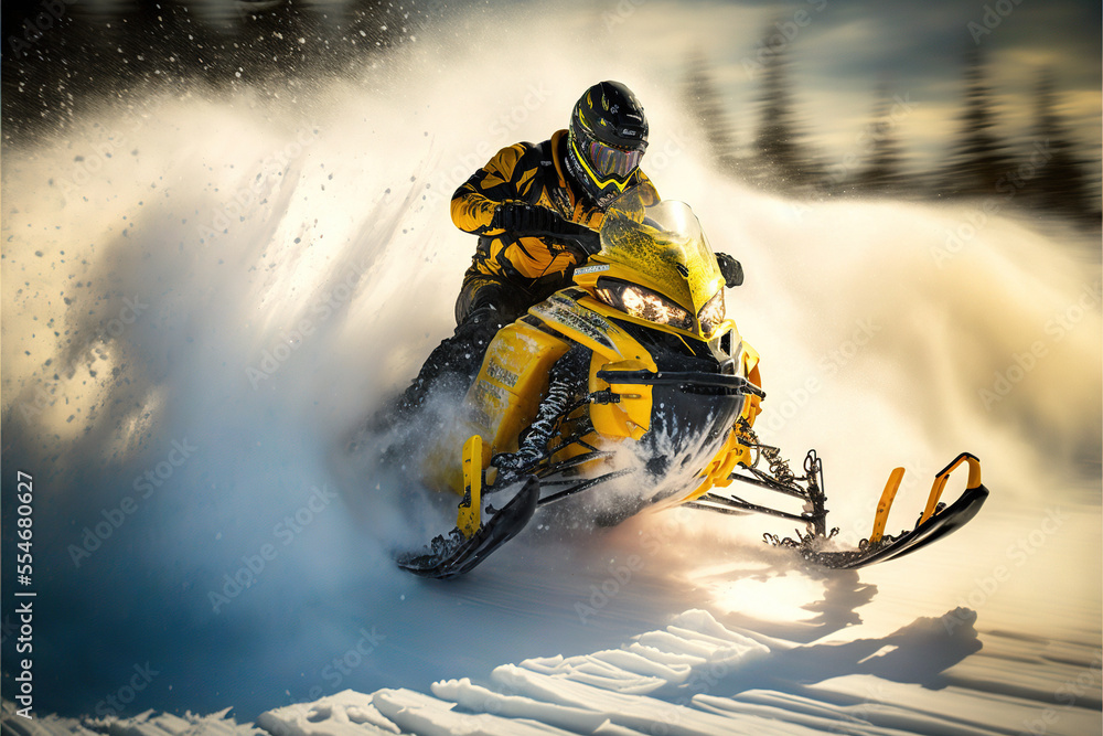 motor sled winter extreme fun, Generative AI Stock Illustration | Adobe ...