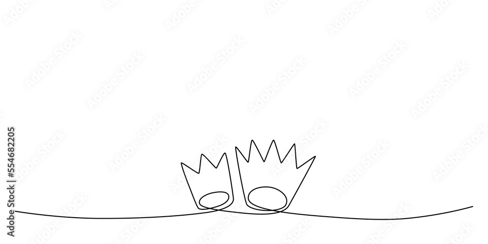 Decoration continuous line hand drawing element crown for wedding photo ...
