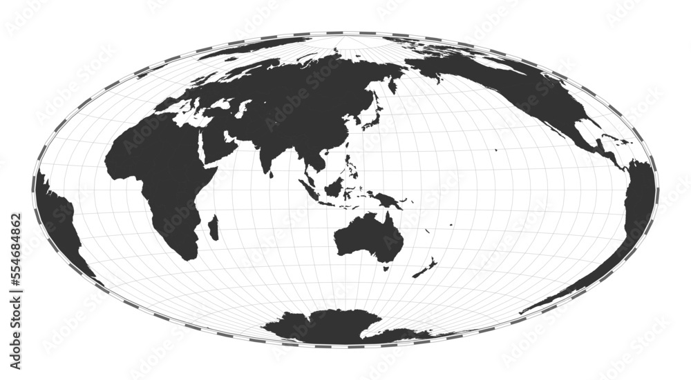 Vector world map. Hammer projection. Plain world geographical map with ...
