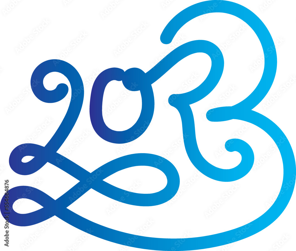2023 Gradient typography logo design. Happy new year 2023 Lettering ...
