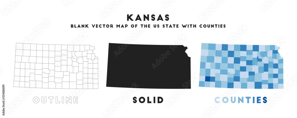 Kansas map. Borders of Kansas for your infographic. Vector us state ...