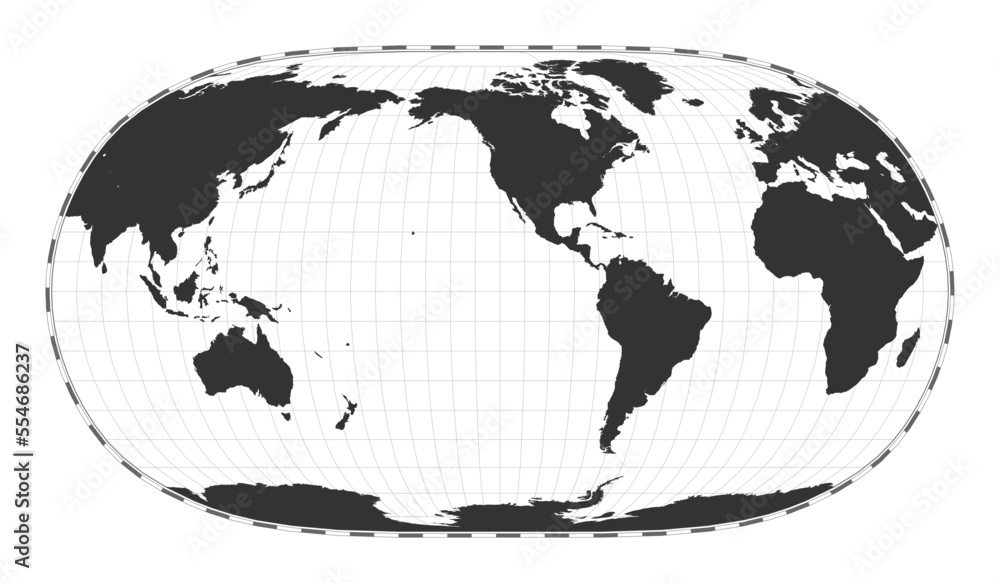 Vector world map. Natural Earth II projection. Plain world geographical ...