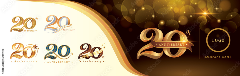 Set of 20th Anniversary logotype design, Twenty years anniversary ...