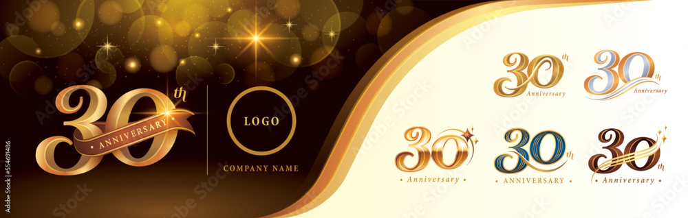 Set of 30th Anniversary logotype design, Thirty years anniversary ...