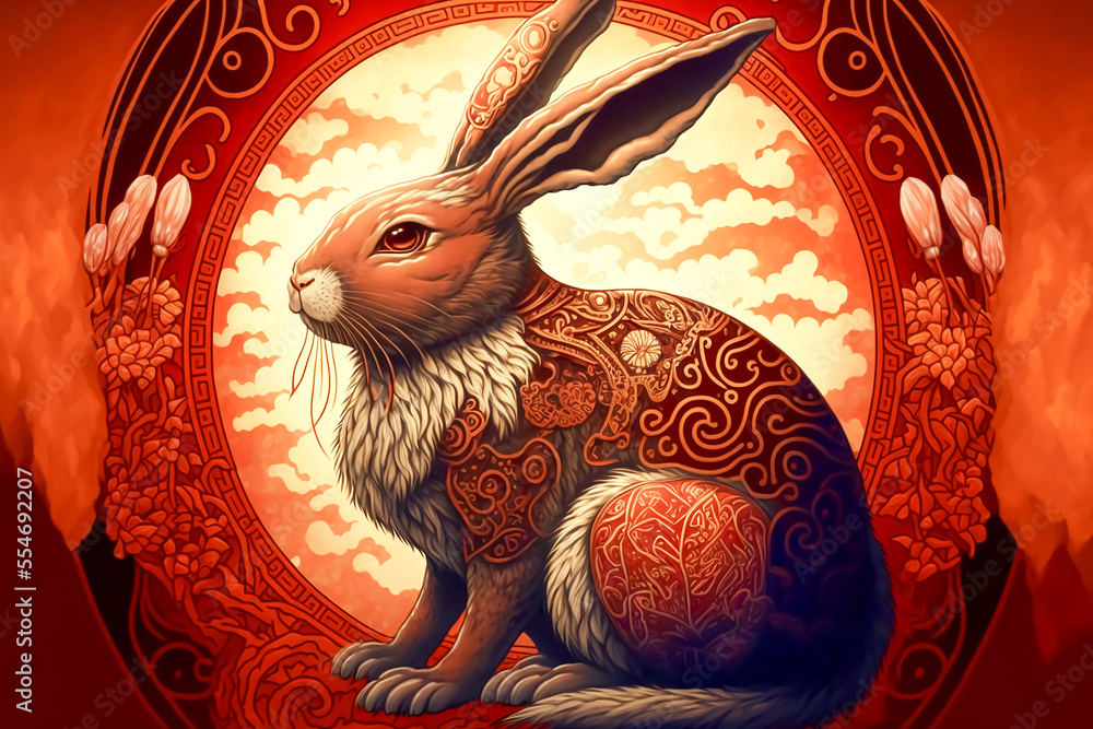 rabbit Happy Chinese New Year 2023 . Chinese new year. Asian elements ...