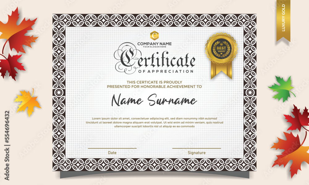 Certificate of appreciation template Vintage retro art deco frame ...
