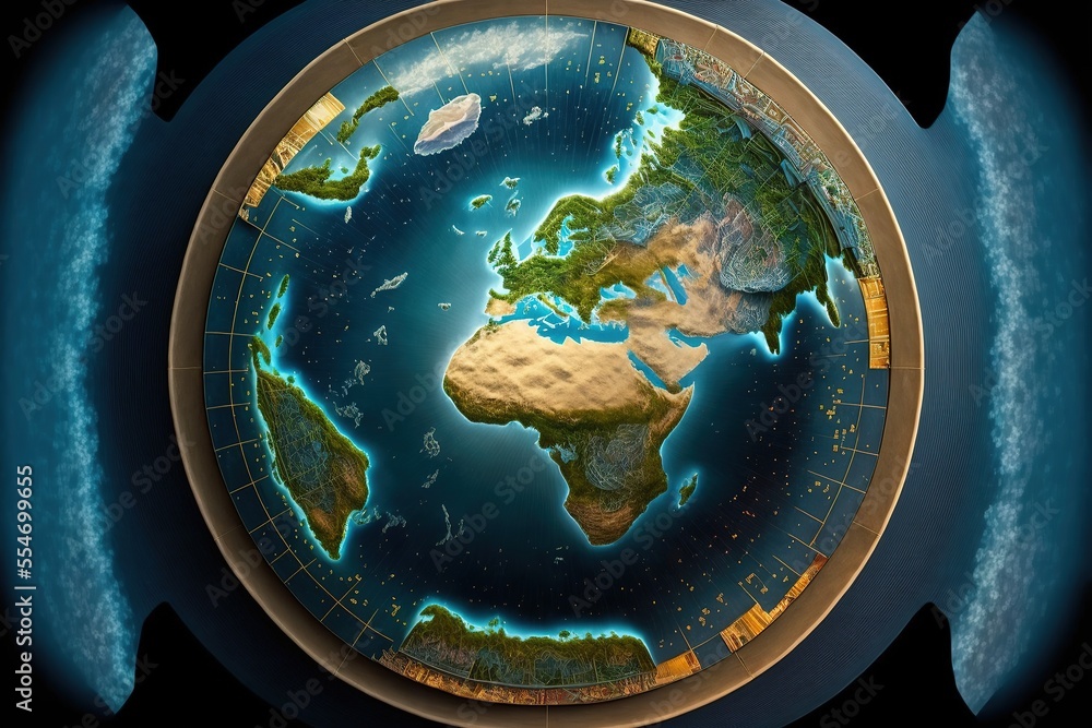 The shape of the earth. Sci-fi background with planet and abstract ...