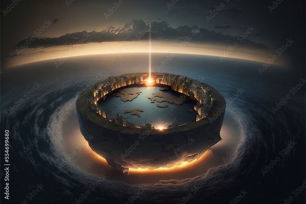 The shape of the earth. Sci-fi background with planet and abstract ...