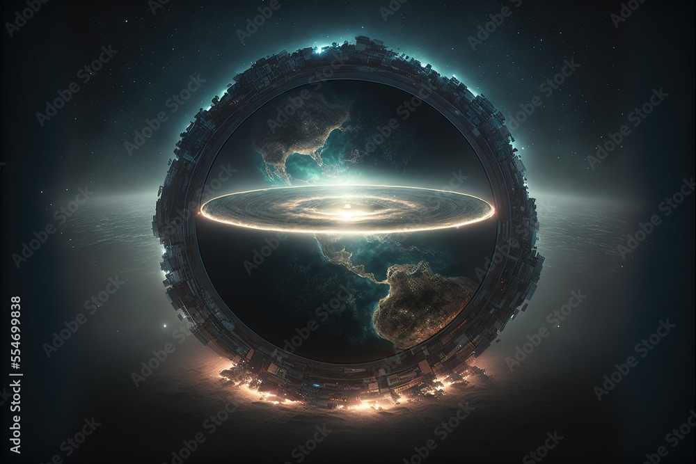 The shape of the earth. Sci-fi background with planet and abstract ...