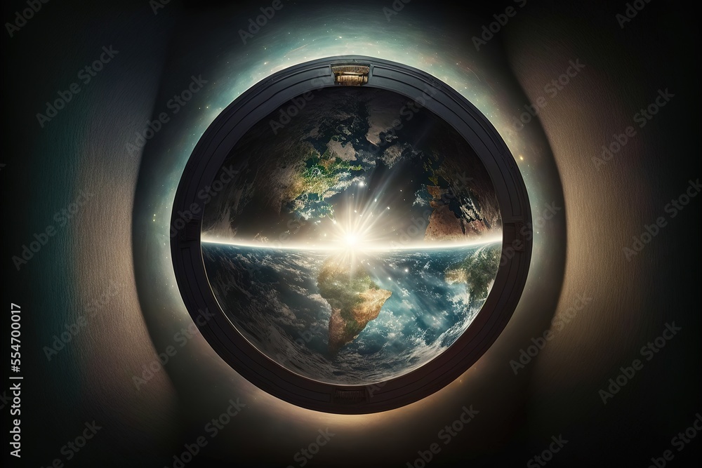 The shape of the earth. Sci-fi background with planet and abstract ...