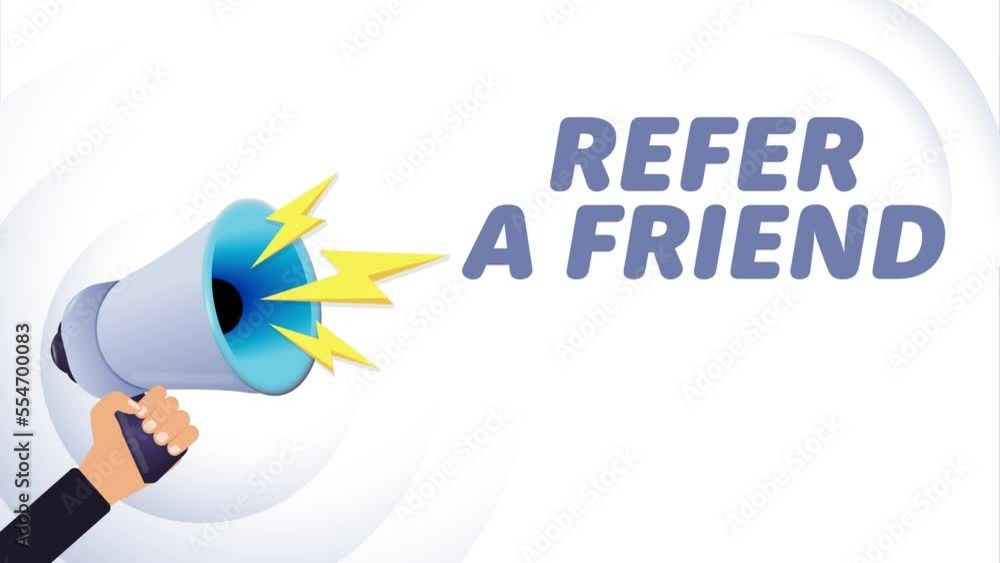 Hand hold megaphone. Refer a friend, realistic 3d megaphone ...