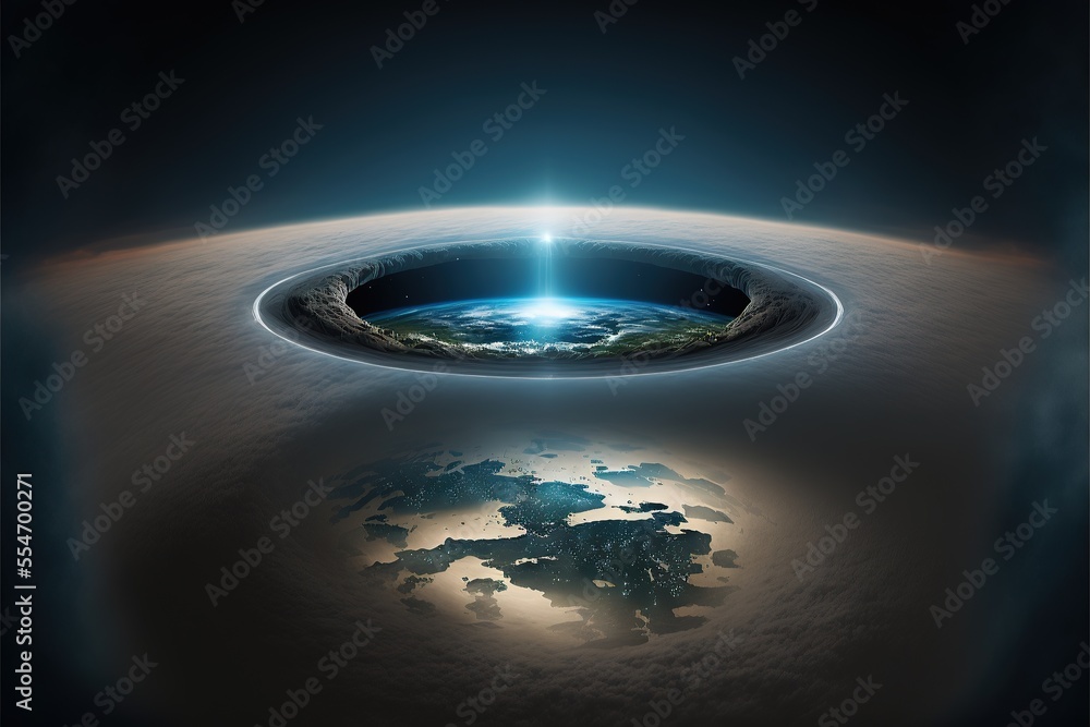The shape of the earth. Sci-fi background with planet and abstract ...