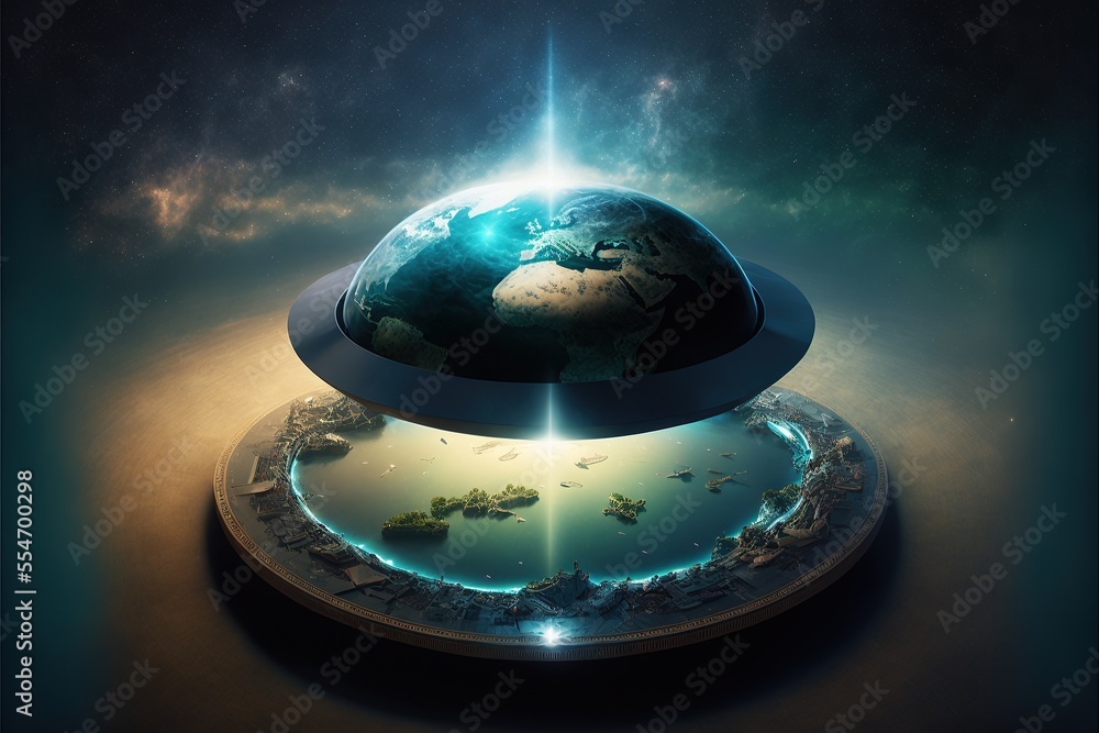 The shape of the earth. Sci-fi background with planet and abstract ...