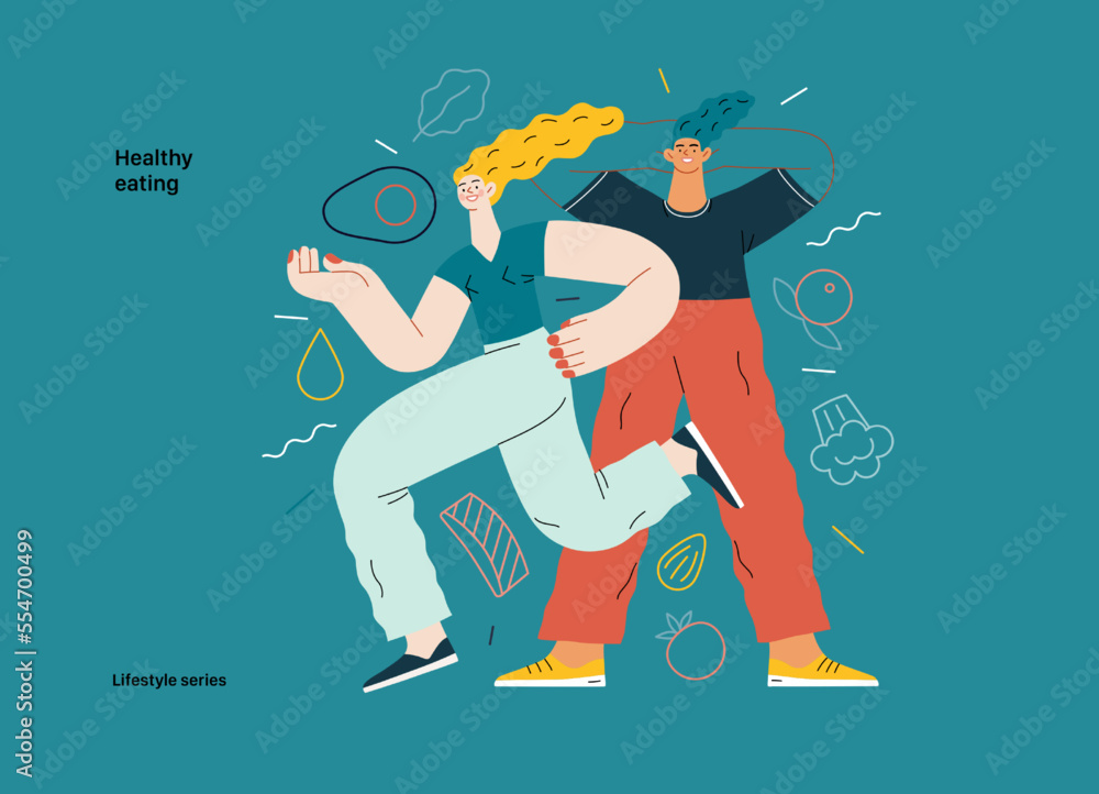 Lifestyle series - Healthy eating - modern flat vector illustration of ...