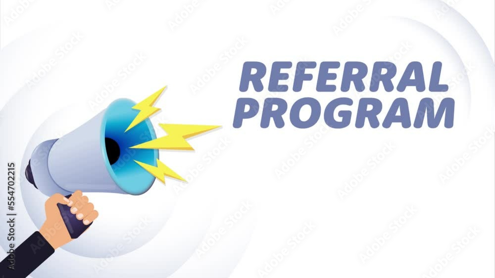 Hand hold megaphone. Referral program, realistic 3d megaphone ...