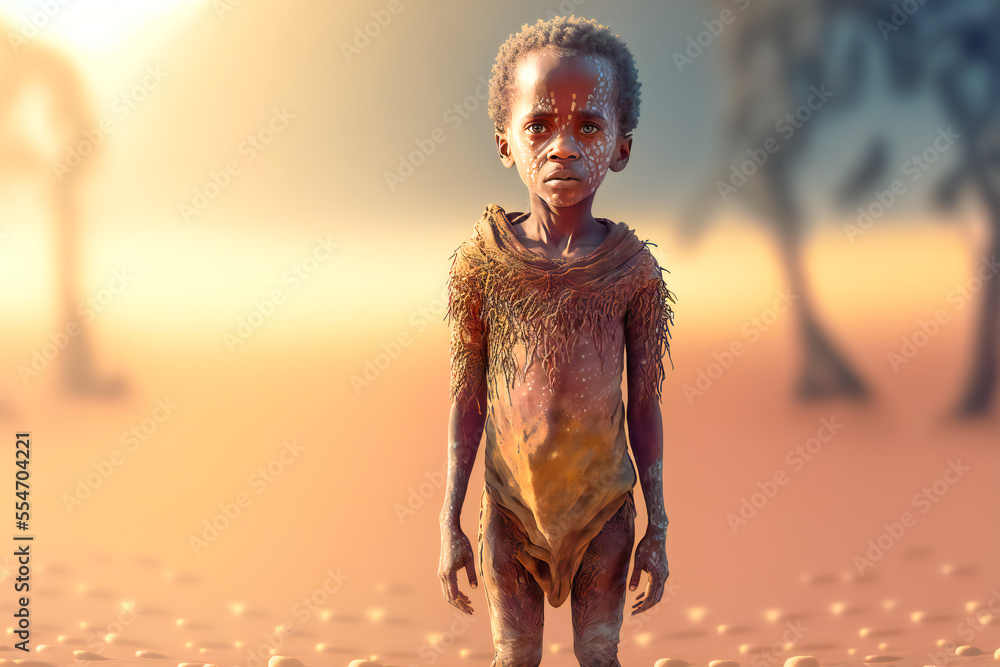 African Child. Poverty Concept. Image created with Generative AI ...