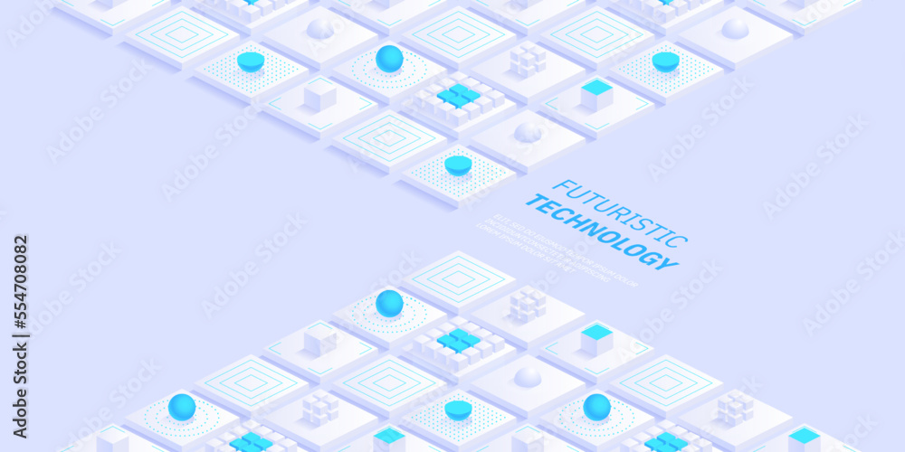 Isometric futuristic information technology blockchain concept. Big ...