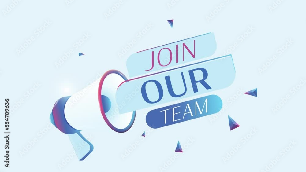 Join our team text with 3d realistic megaphone animation. Megaphone ...