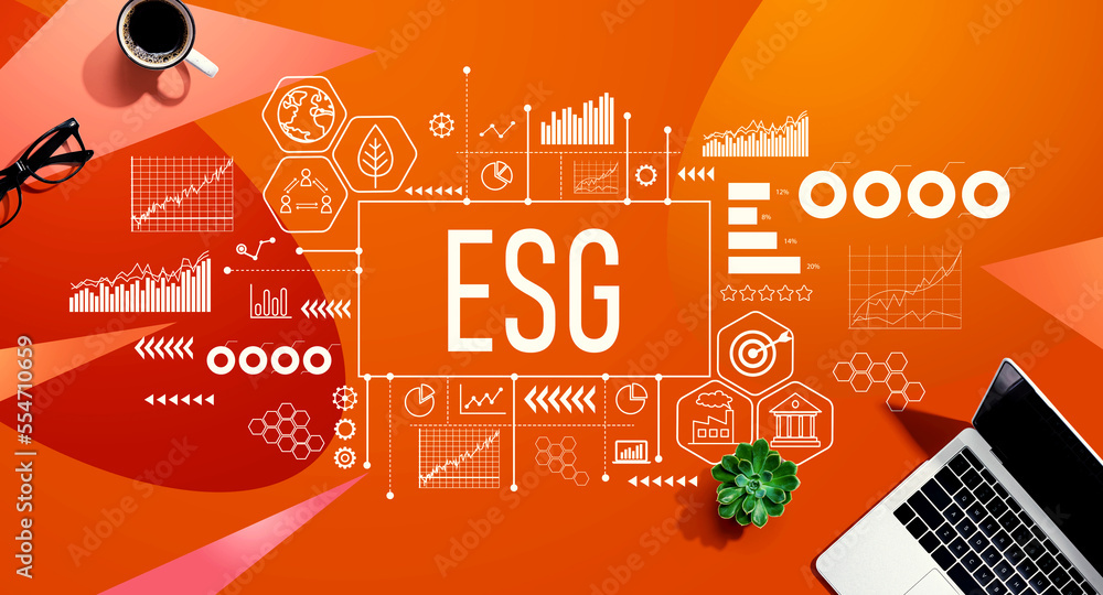 ESG - Environmental, Social and Governance concept with a laptop ...