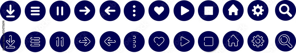 Vector icons set on transparent background. UI icons. For mobile, web ...