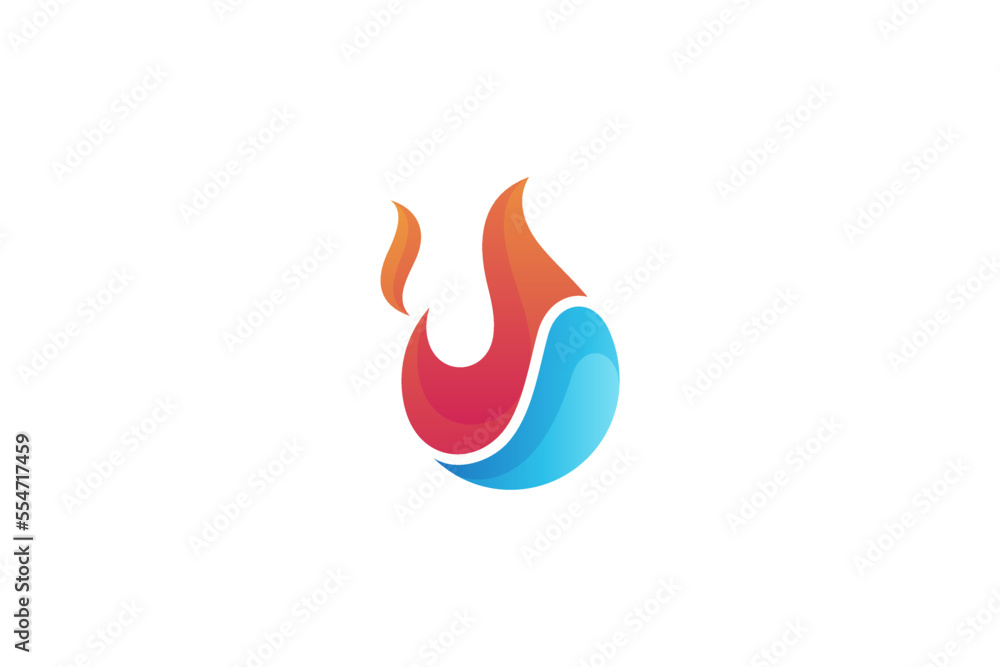 Fire element logo with water in one logo design concept Stock Vector ...