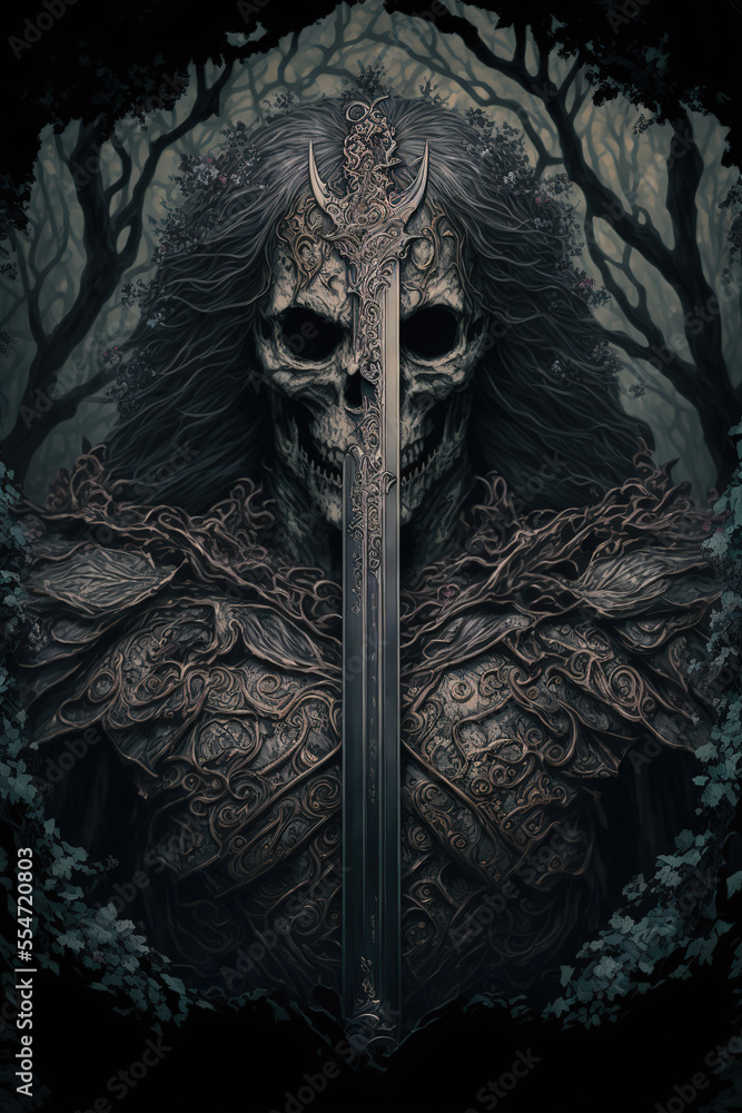 dark fantasy, berserk, loner, dark forest, horror, art illustration ...