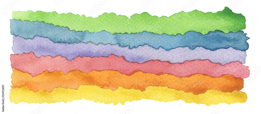 Abstract rainbow wave watercolor painting background. Paper texture ...