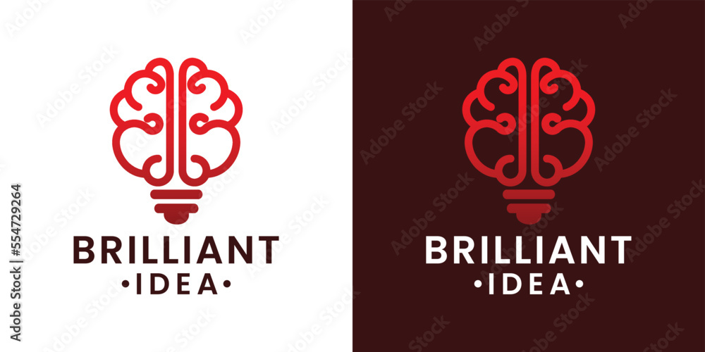 light bulb with brain logo design ideas Stock Vector | Adobe Stock