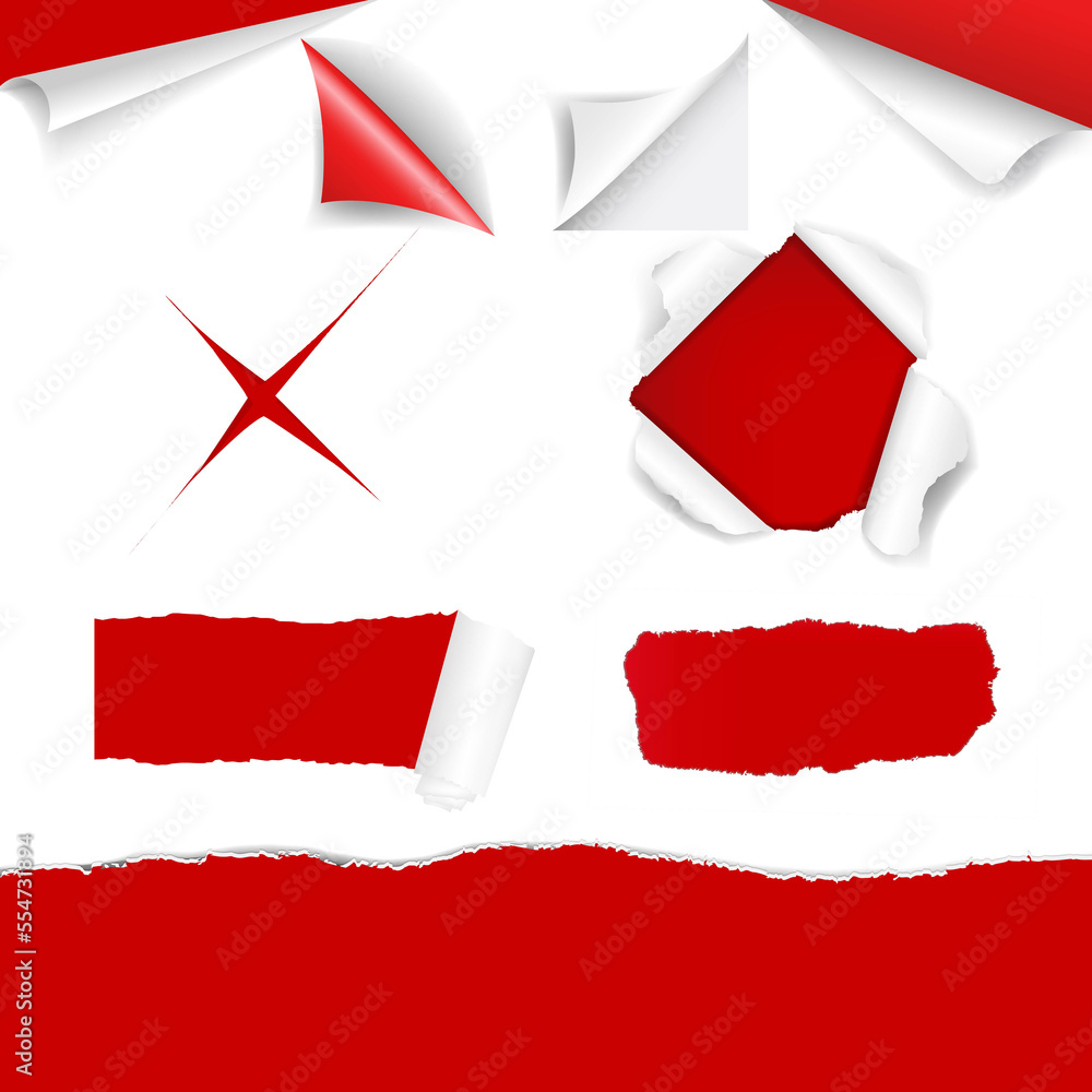 Red Ripped Paper Big Set Stock Illustration | Adobe Stock